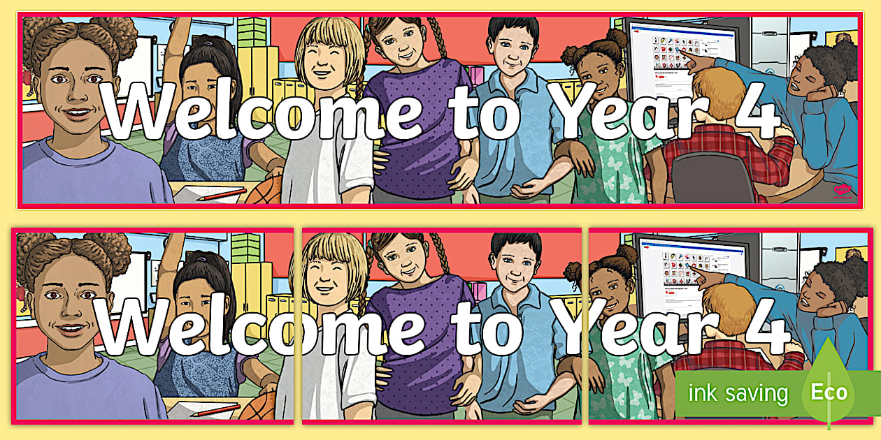 Welcome to Year 4 Display Banner (teacher made) - Twinkl