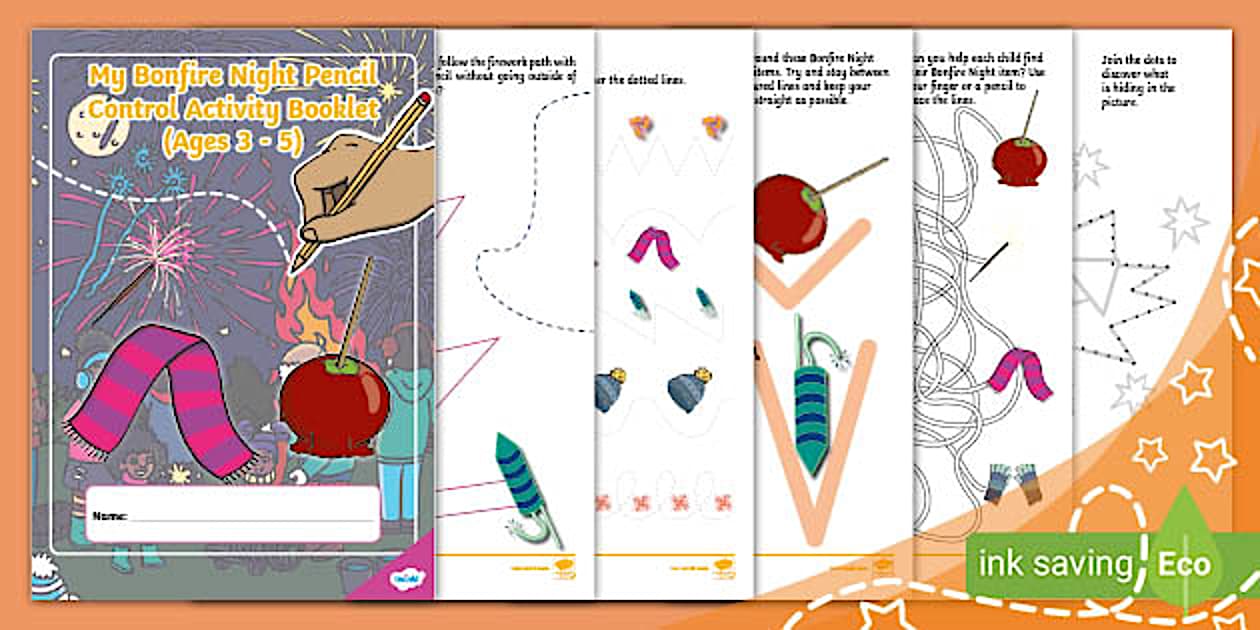 My Bonfire Night Pencil Control Activity Booklet (Ages 3 - 5)