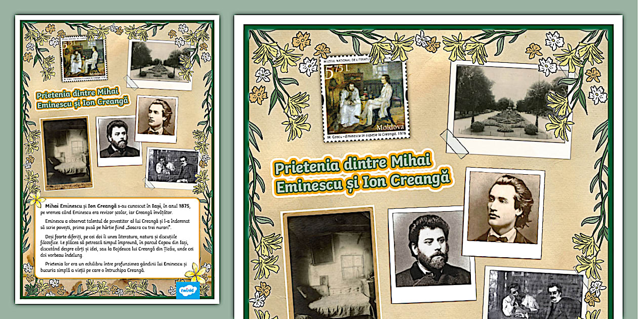 Prietenia dintre Mihai Eminescu și Ion Creangă – Planșă