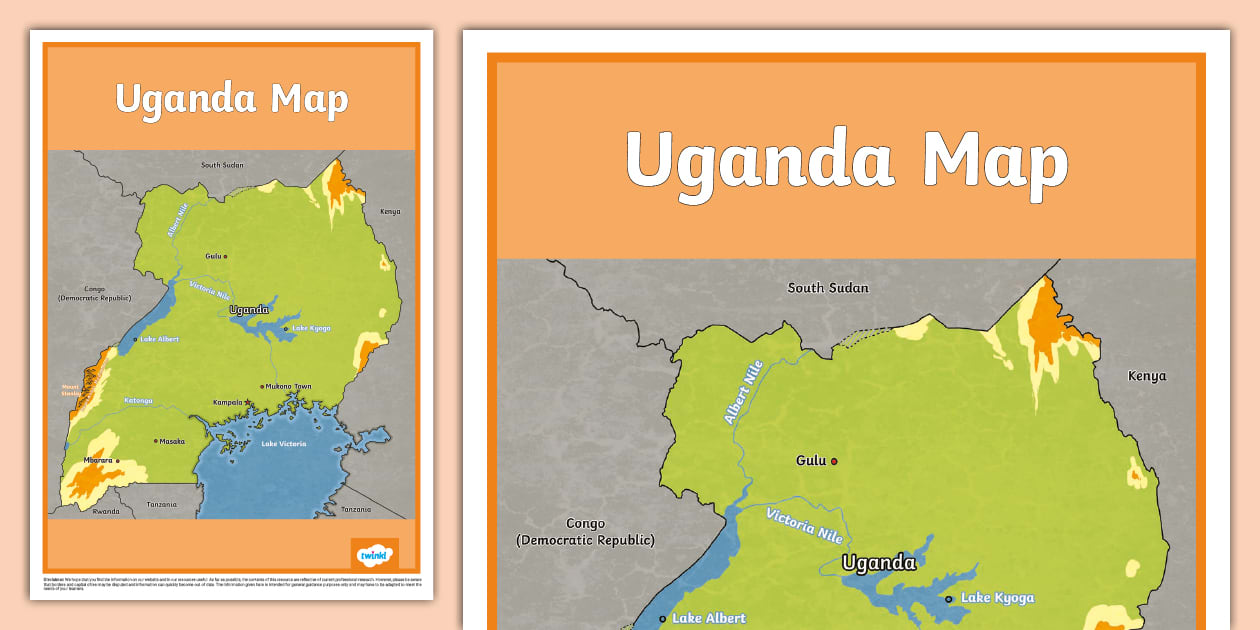 KS2 Uganda Display Map (teacher made) - Twinkl