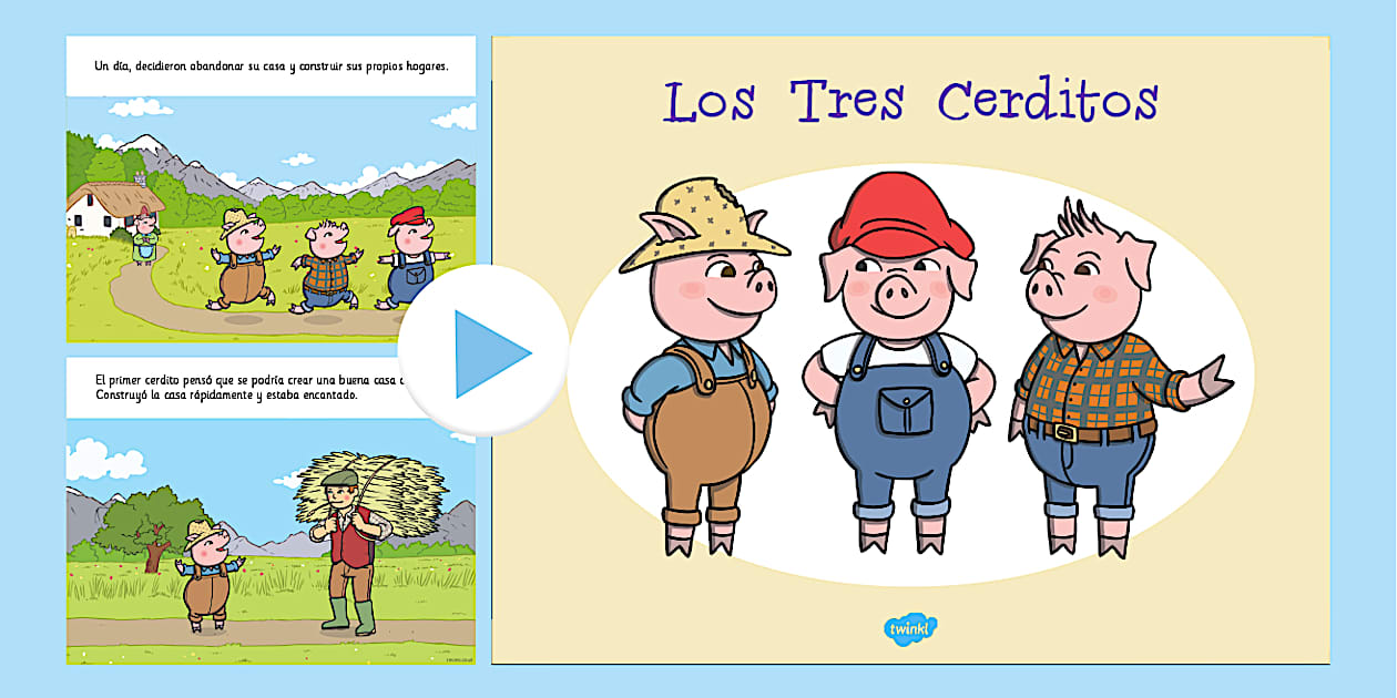 Los Tres Cerditos Story PowerPoint Spanish (teacher made)