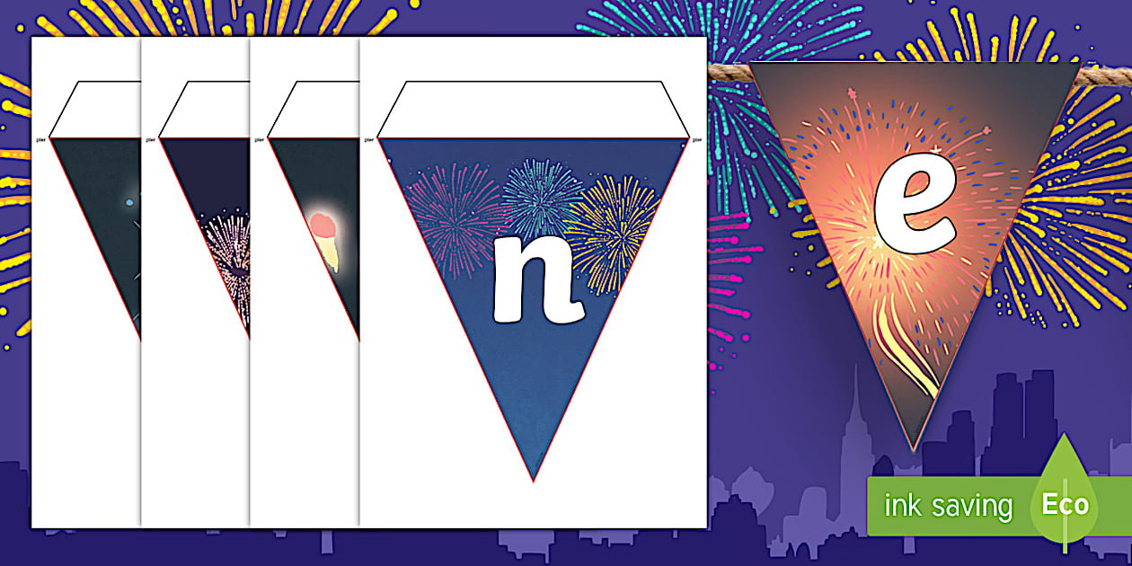 Guirlande de fanions : Bonne année (Teacher-Made) - Twinkl