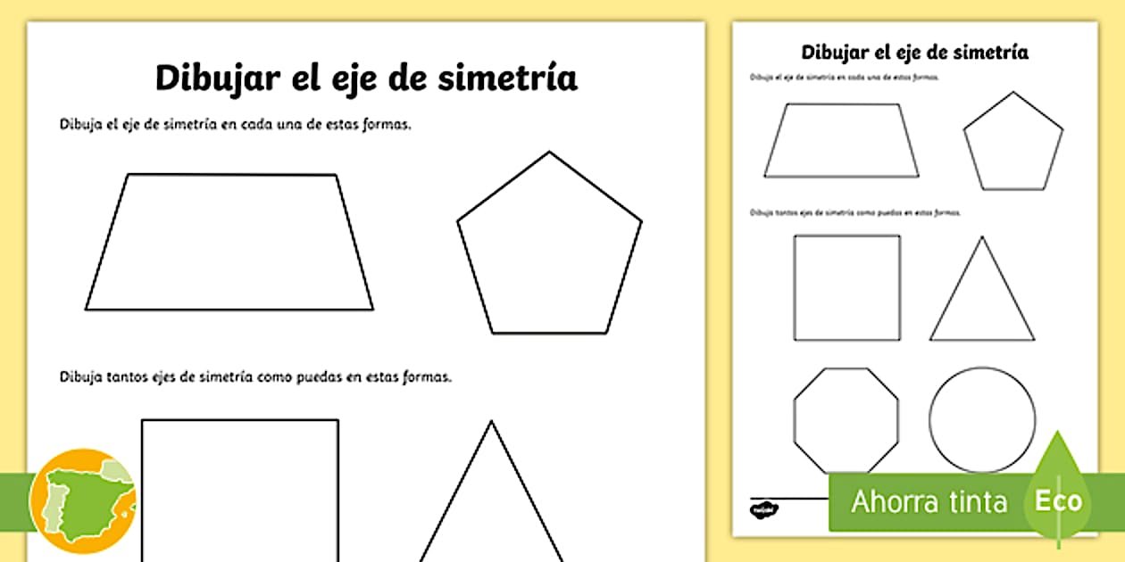 Ficha de actividad: Dibujar ejes de simetría (teacher made)