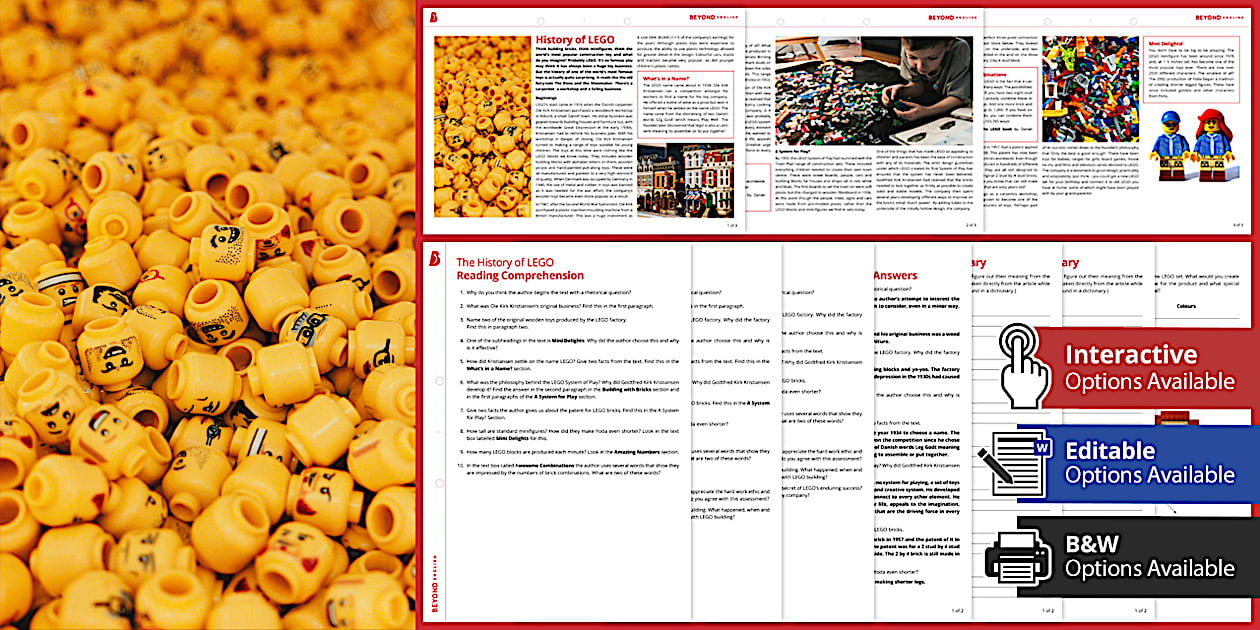 The History of LEGO Reading Comprehension (teacher made)