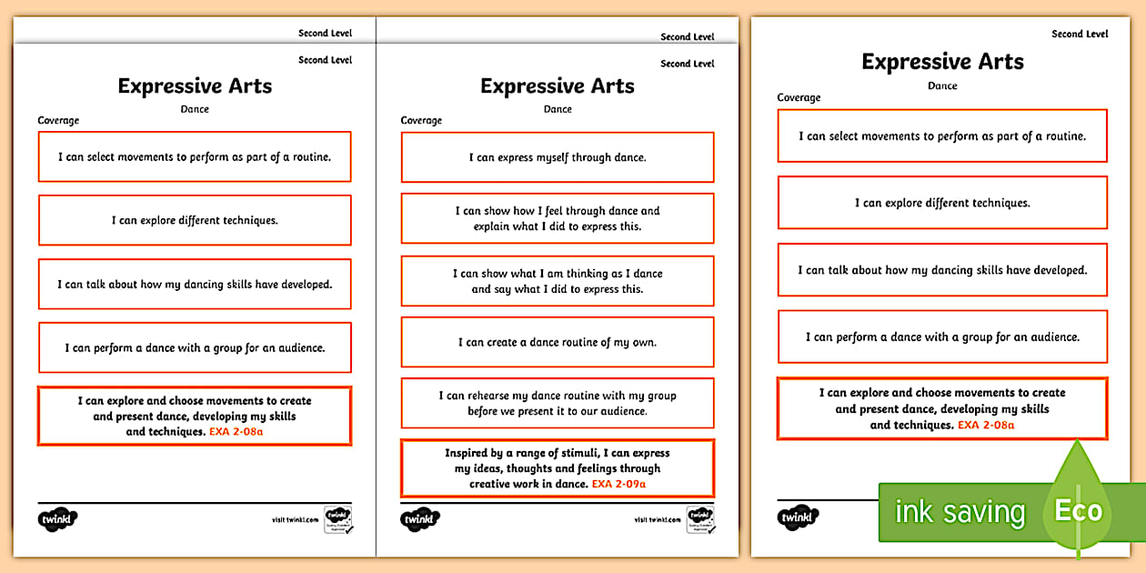 Editable CfE Expressive Arts (Dance) Second Level Child-Friendly Assessment