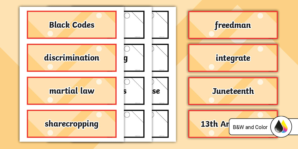 Reconstruction Era Word Cards for 6th-8th Grade - Twinkl