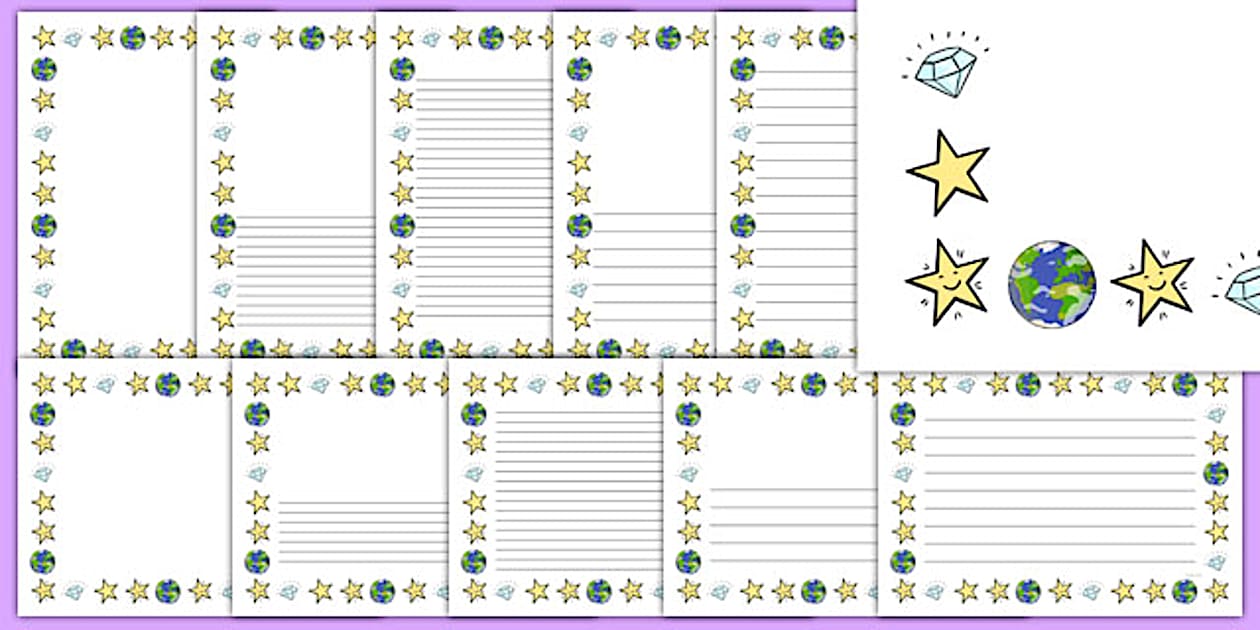 Black and White Twinkle, Twinkle, Little Star Page Borders Pack