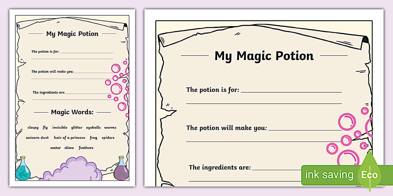 My Magic Potion Writing Frame (Teacher-Made) - Twinkl