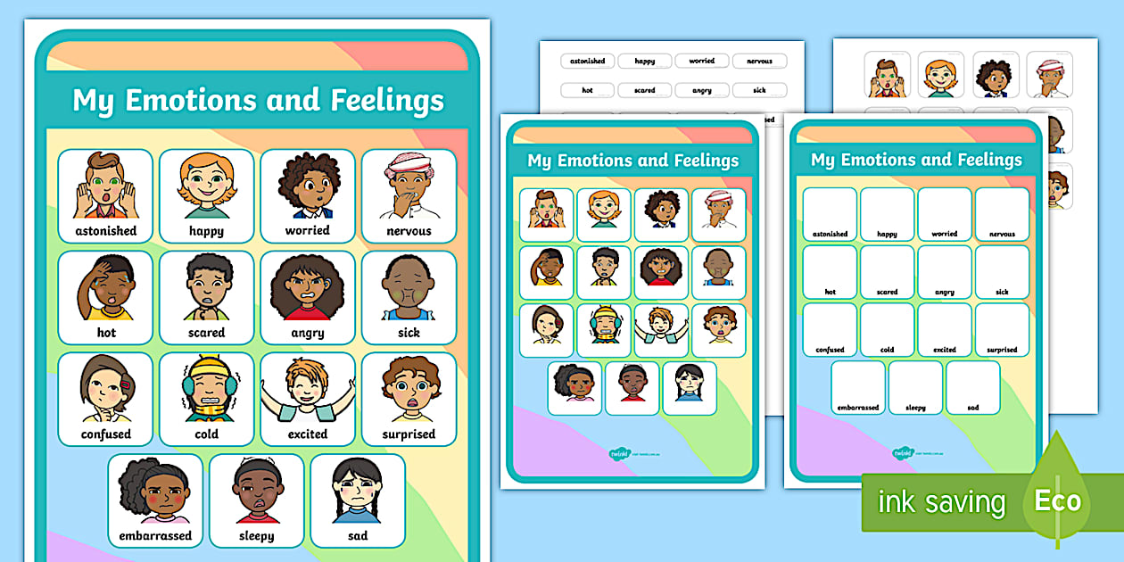 Editable My Emotions and Feelings Vocabulary Matching Mat