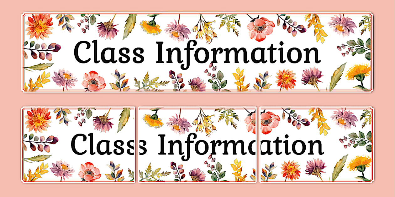Wildflower Botanical Themed Class Information Display Banner