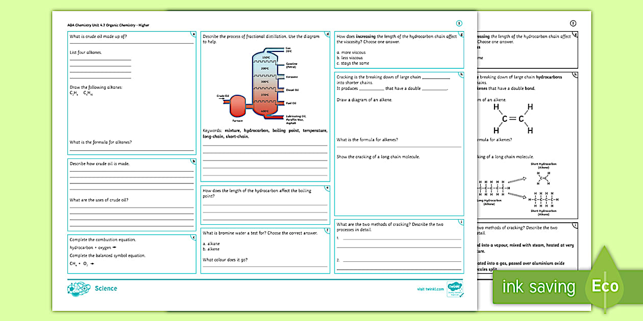 AQA Chemistry (Combined) Unit 7 Organic Chemistry Higher Revision ...