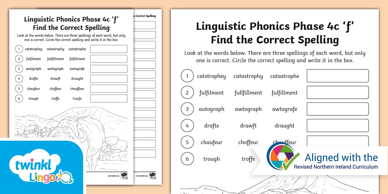 Linguistic Phonics Phase 4c 'f' Find the Correct Spelling