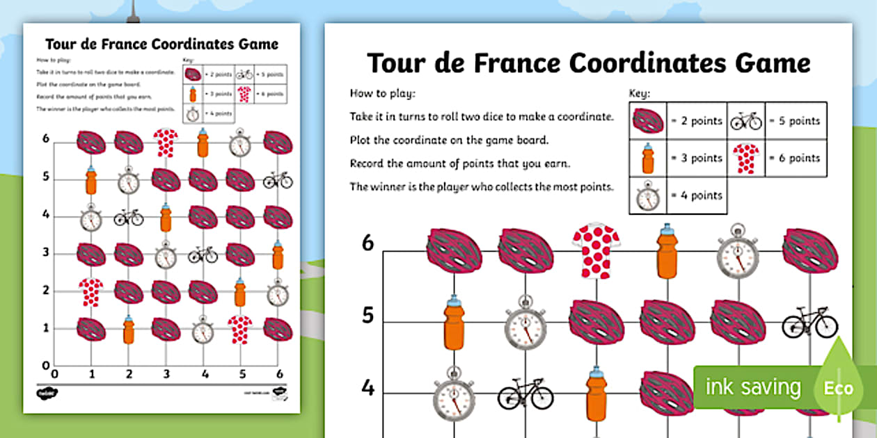 Year 4 Tour de France Coordinates Game - Twinkl