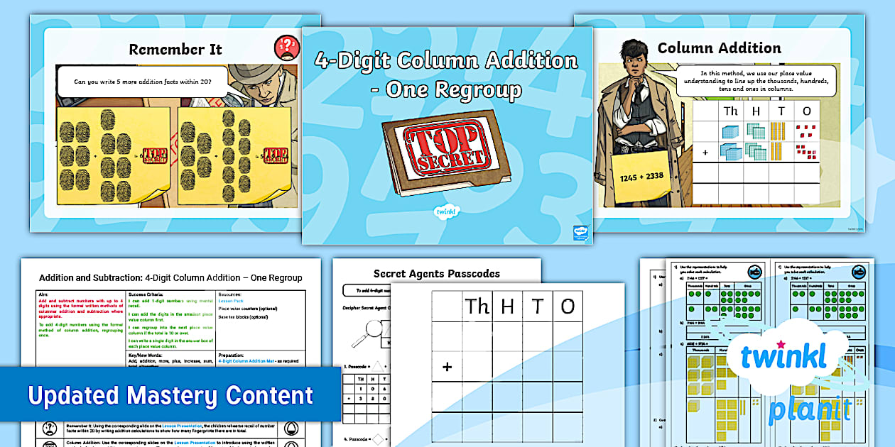 Year 4 Column Addition One Exchange PlanIt Maths Lesson 2