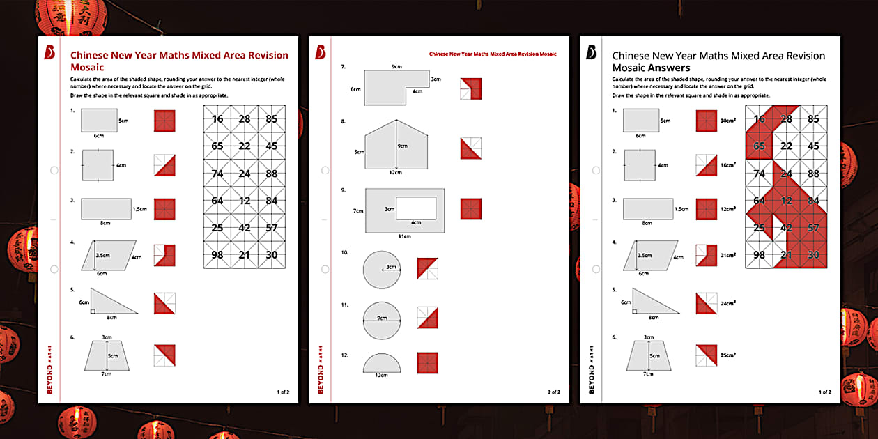 👉 Chinese New Year: Maths Mixed Area Revision Mosaic | Beyond