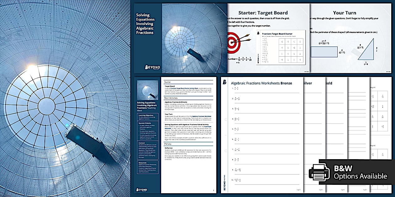 Solving Equations With Fractions Worksheets Pack - Twinkl