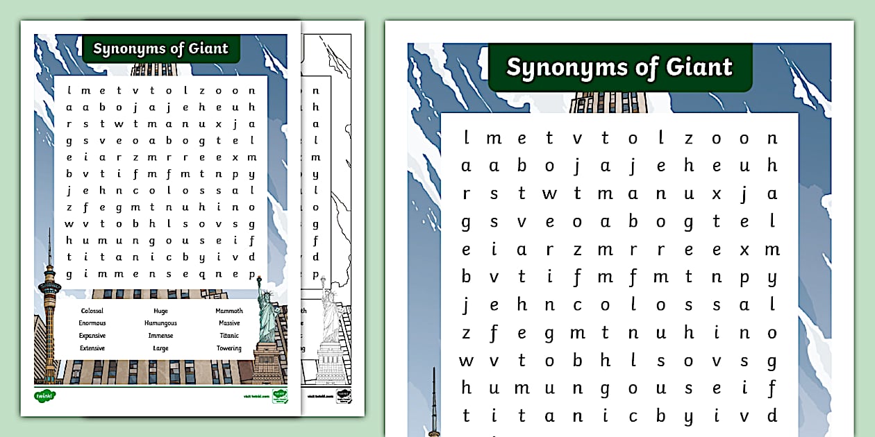 Synonyms of Giant Word Search (teacher made) - Twinkl
