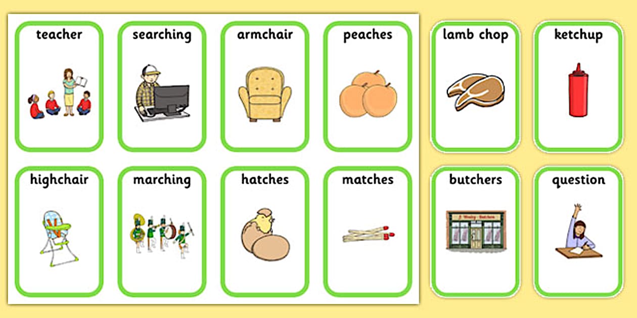 Medial 'ch' Playing Cards -speech sounds, phonology, articulation, speech