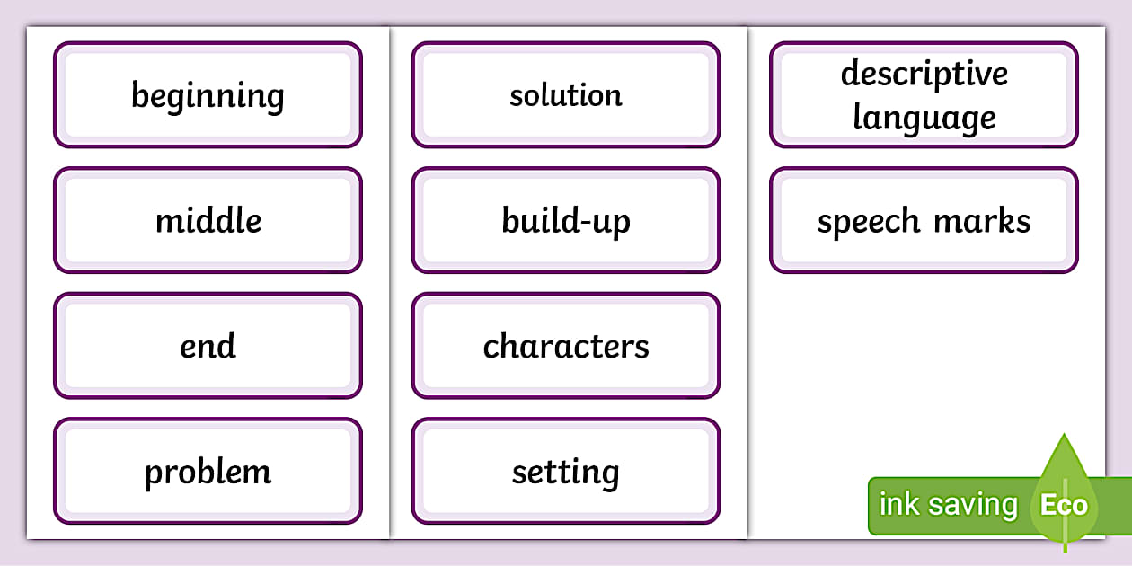 Level 2 Writing: Narrative Word Cards (teacher made)