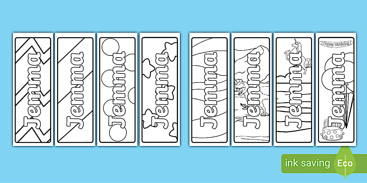 Jemma Name Simple Colouring Bookmarks | Twinkl | KS1