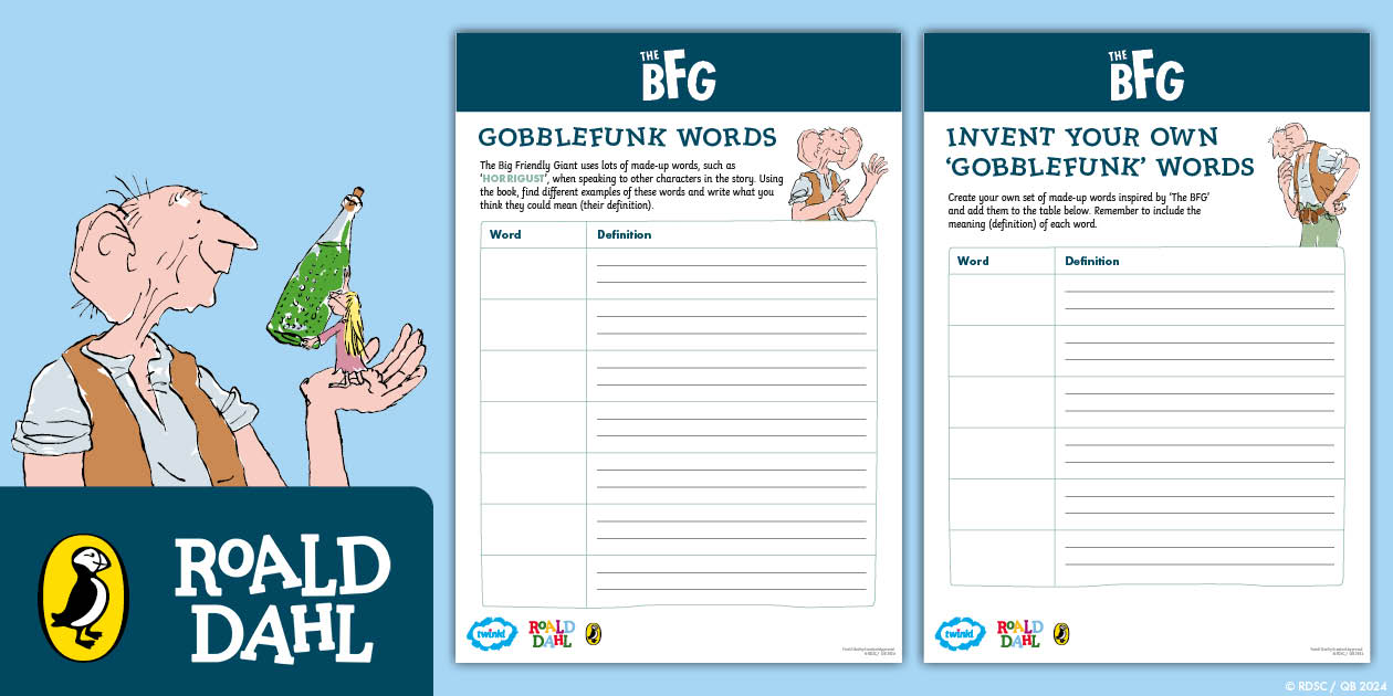 FREE! - The BFG: Gobblefunk Words Activity Sheets - Twinkl