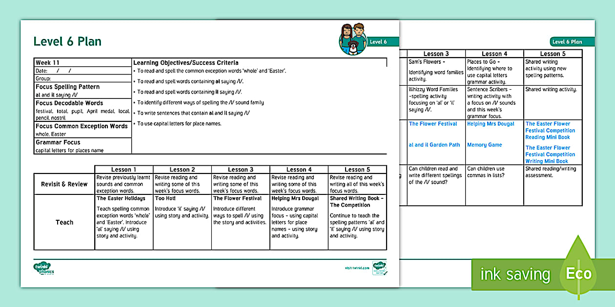 'al' and 'il' saying /l/ Lesson Plan (teacher made) - Twinkl