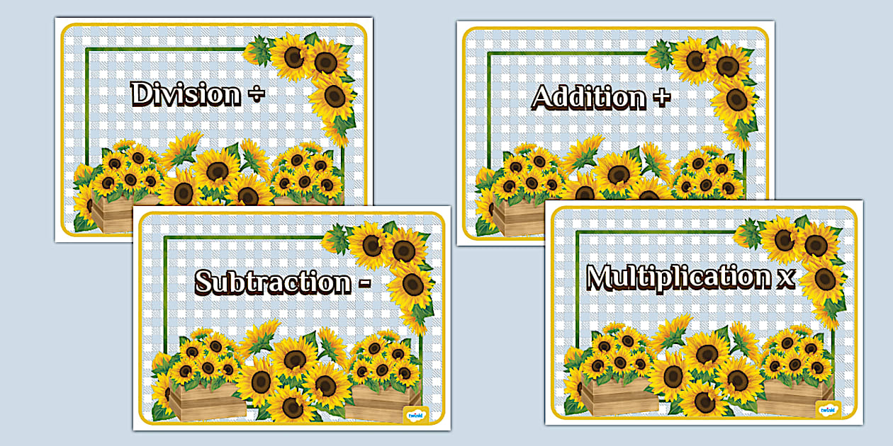 👉 Sunflower-Themed Calculation Display Posters - Twinkl