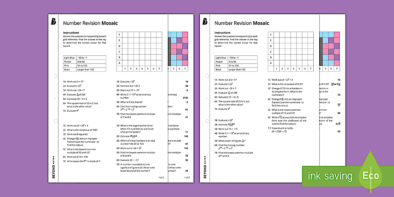 GCSE Number Revision Worksheets (Differentiated) - Twinkl