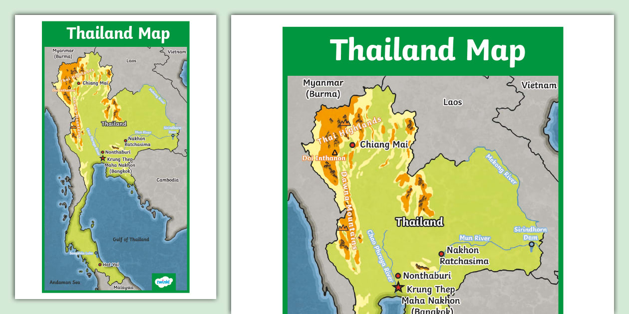 KS2 Thailand Display Map (teacher made) - Twinkl
