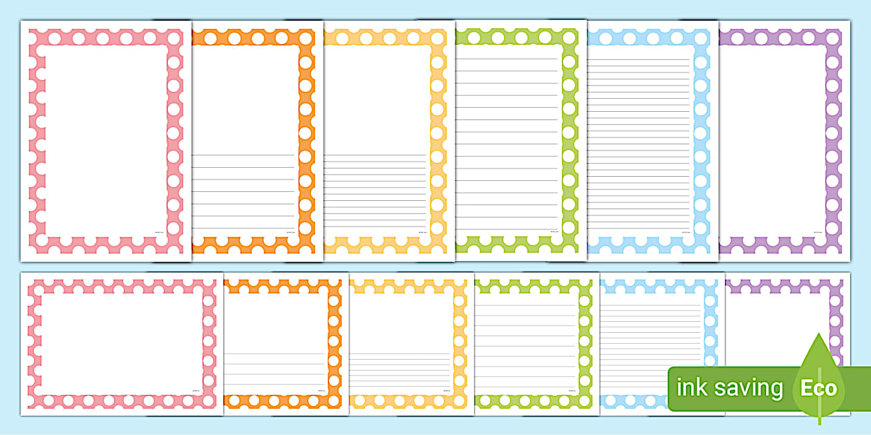 Editable Pastel Polka Dot Page Border Pack - Twinkl
