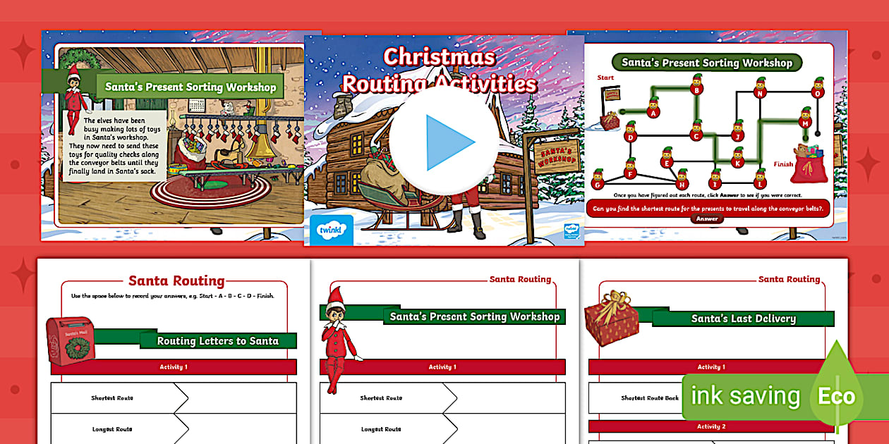 KS2 - Christmas Santa Routing Activity (teacher made)