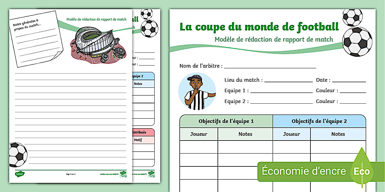 Modèle de rédaction de rapport de match (Teacher-Made)