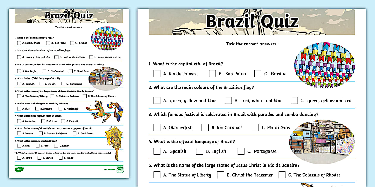 Brazil General Knowledge Quiz (Teacher-Made) - Twinkl