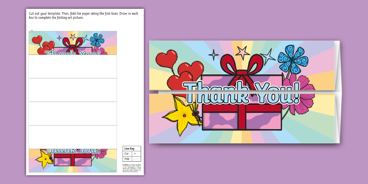 Thank You! Folding Art Template (teacher made) - Twinkl