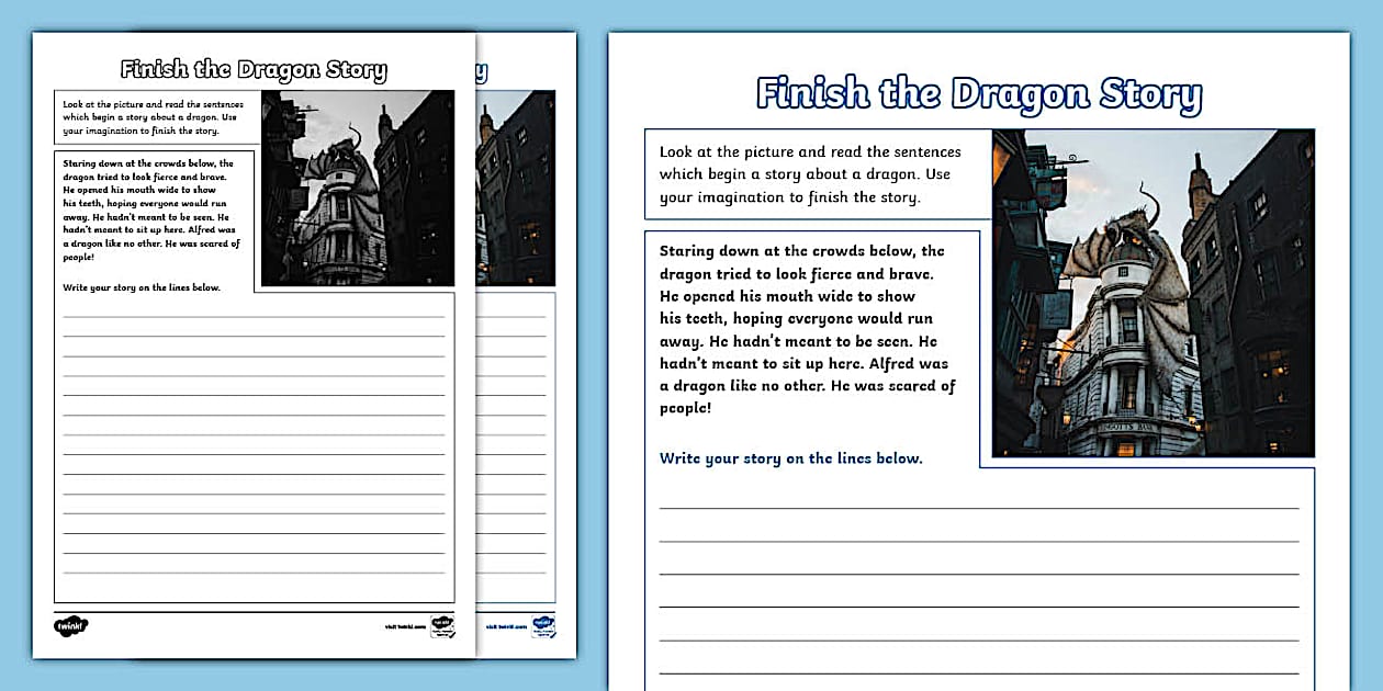Finish the Dragon Story Template (Teacher-Made) - Twinkl