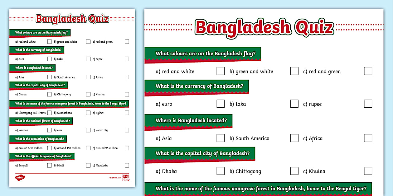 General Knowledge Bangladesh Quiz - Twinkl