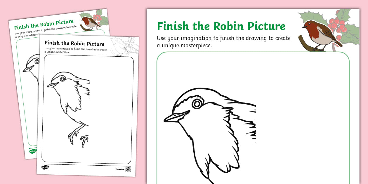 Finish the Robin Picture Worksheet - Twinkl