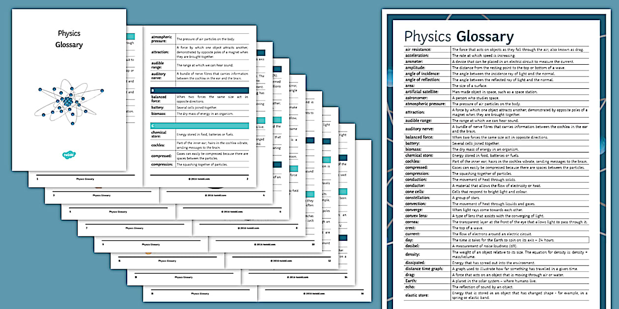 Physics Glossary (teacher made) - Twinkl