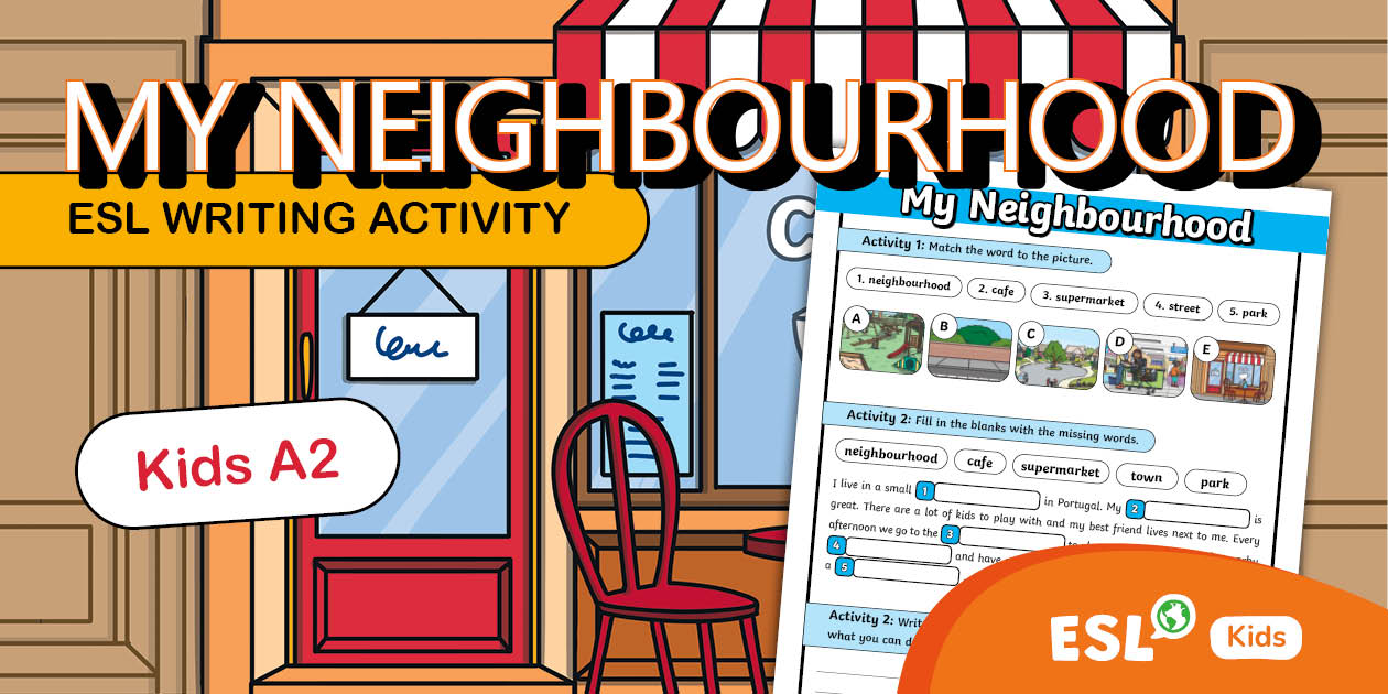 ESL My Neighbourhood Activity Sheet for Kids
