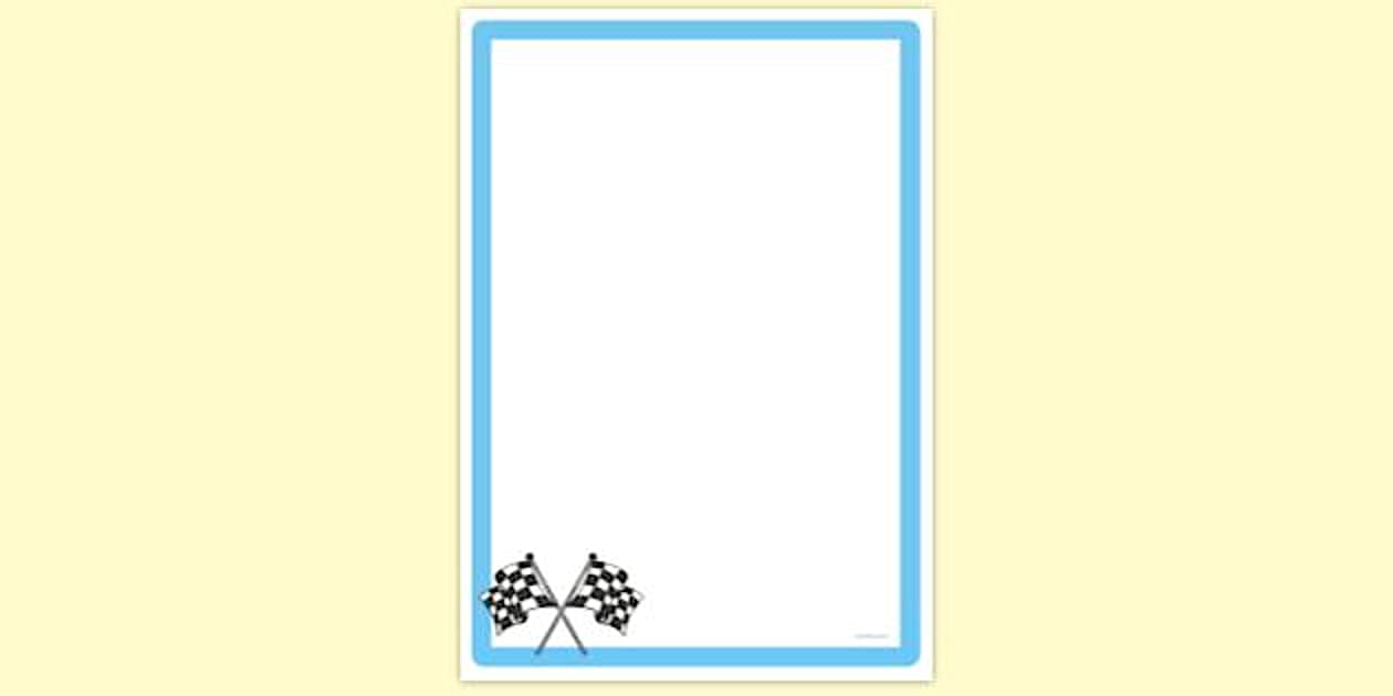 Simple Blank Checkered Flag Racing Page Border - Twinkl