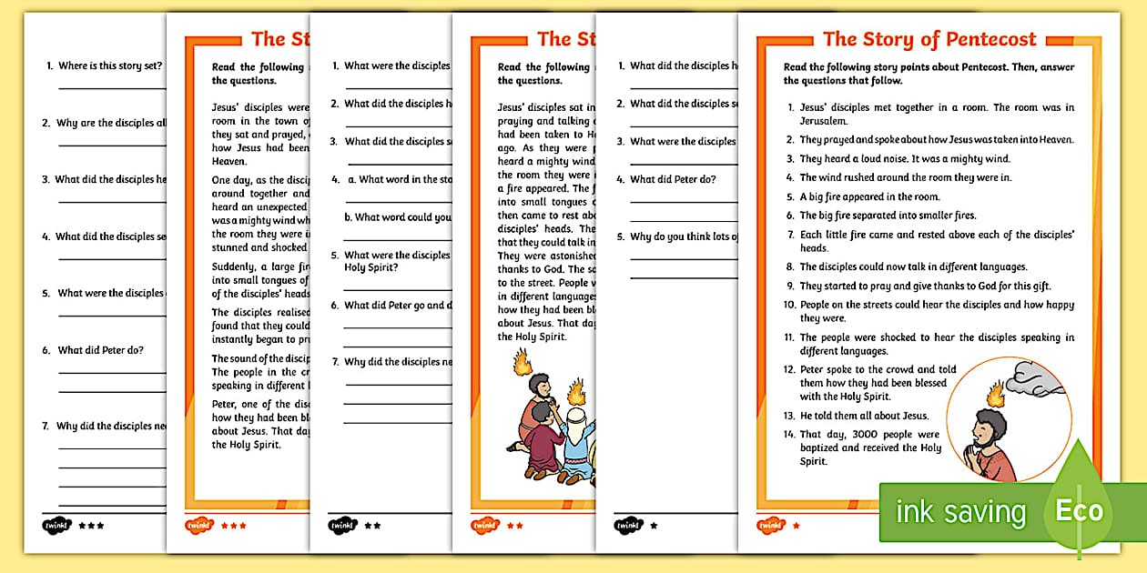 Pentecost Differentiated Comprehension Worksheet / Worksheet