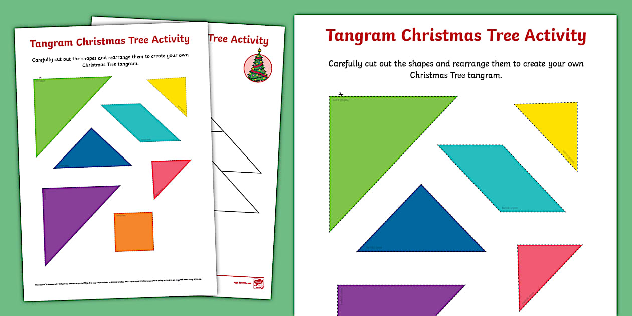👉 Christmas Tree Tangram Puzzle Activity - Twinkl