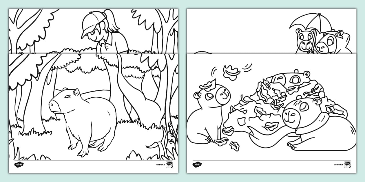 Foglio da colorare: Capibara - Twinkl Colouring - Twinkl