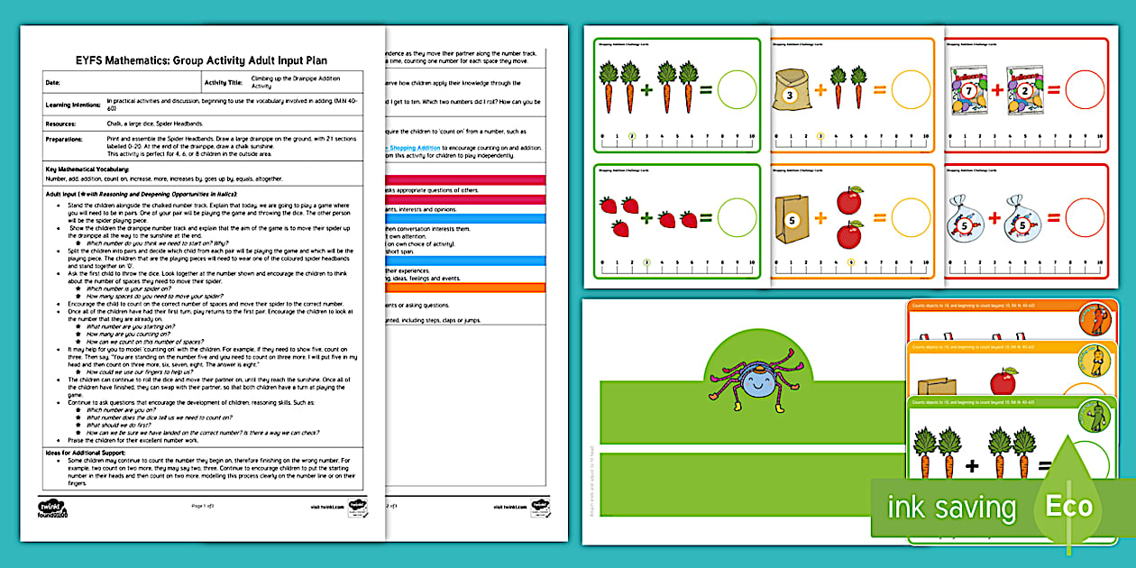 EYFS Maths: Climbing up the Drainpipe Addition Group Activity Adult ...