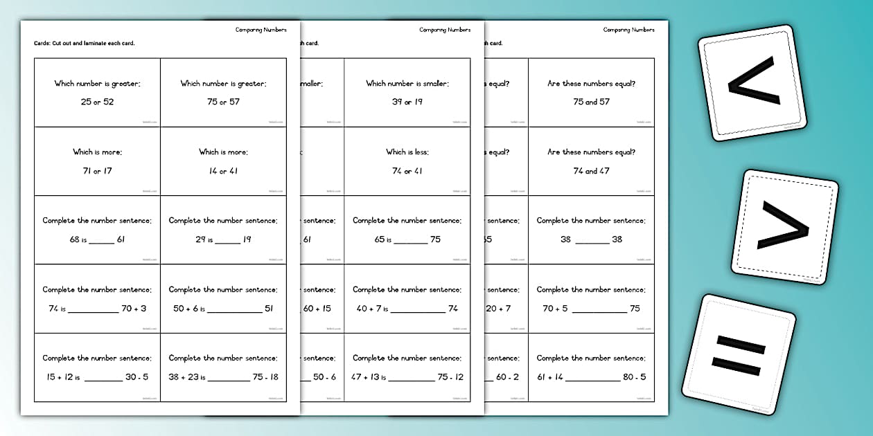 Gr 2: Comparing Numbers – Question cards (teacher made)