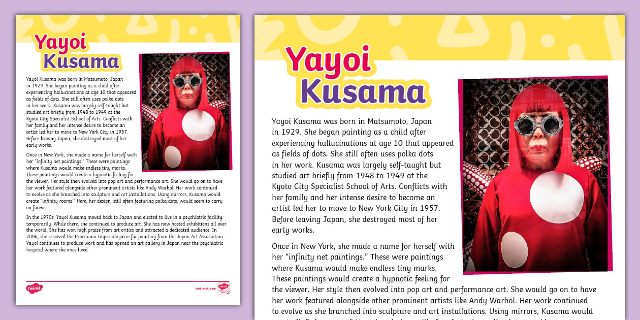 Artist Fact Sheet Yayoi Kusama (Teacher-Made) - Twinkl