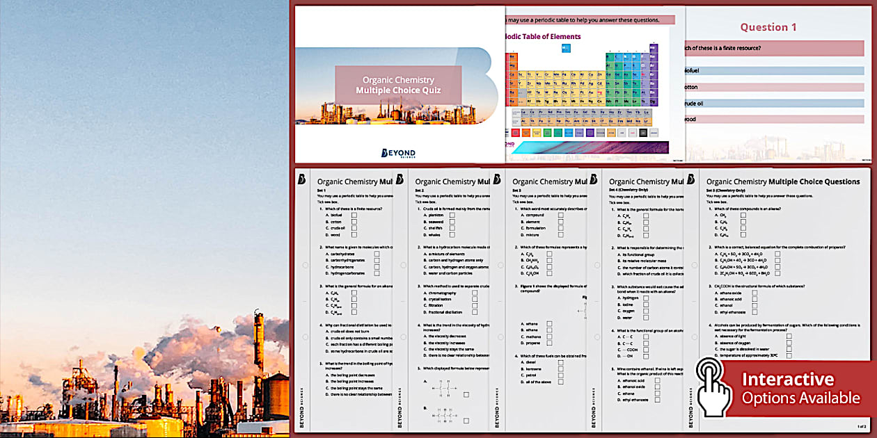 AQA GCSE Organic Chemistry Quiz Revision Pack - Twinkl