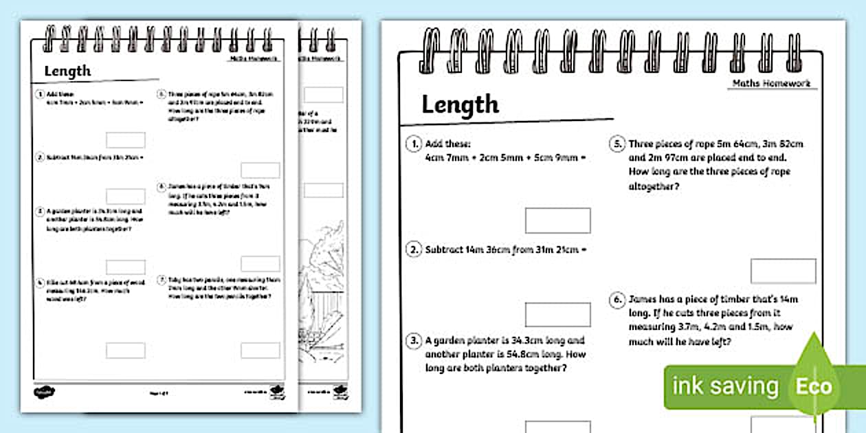 Maths Homework - Measures 1 (teacher made) - Twinkl