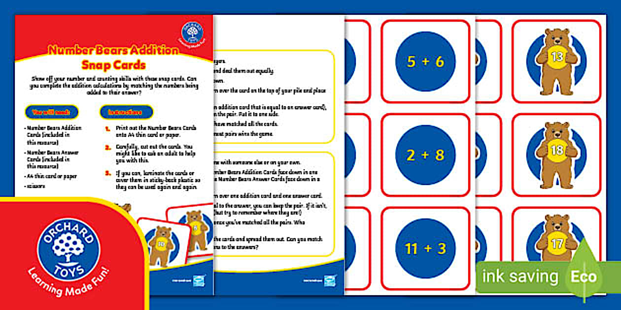FREE! - Orchard Toys: Number Bears Addition Snap Cards (Ages 5 - 7)