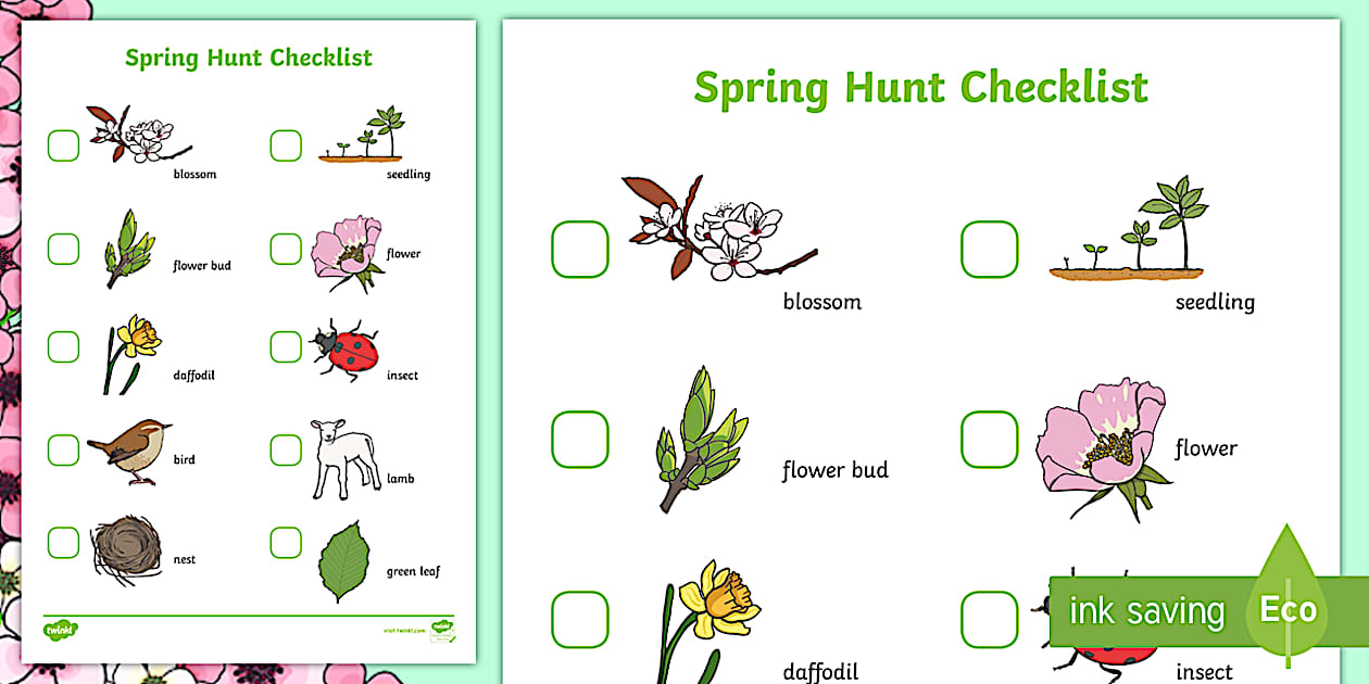 Signs of Spring Checklist - Springtime Hunt (teacher made)